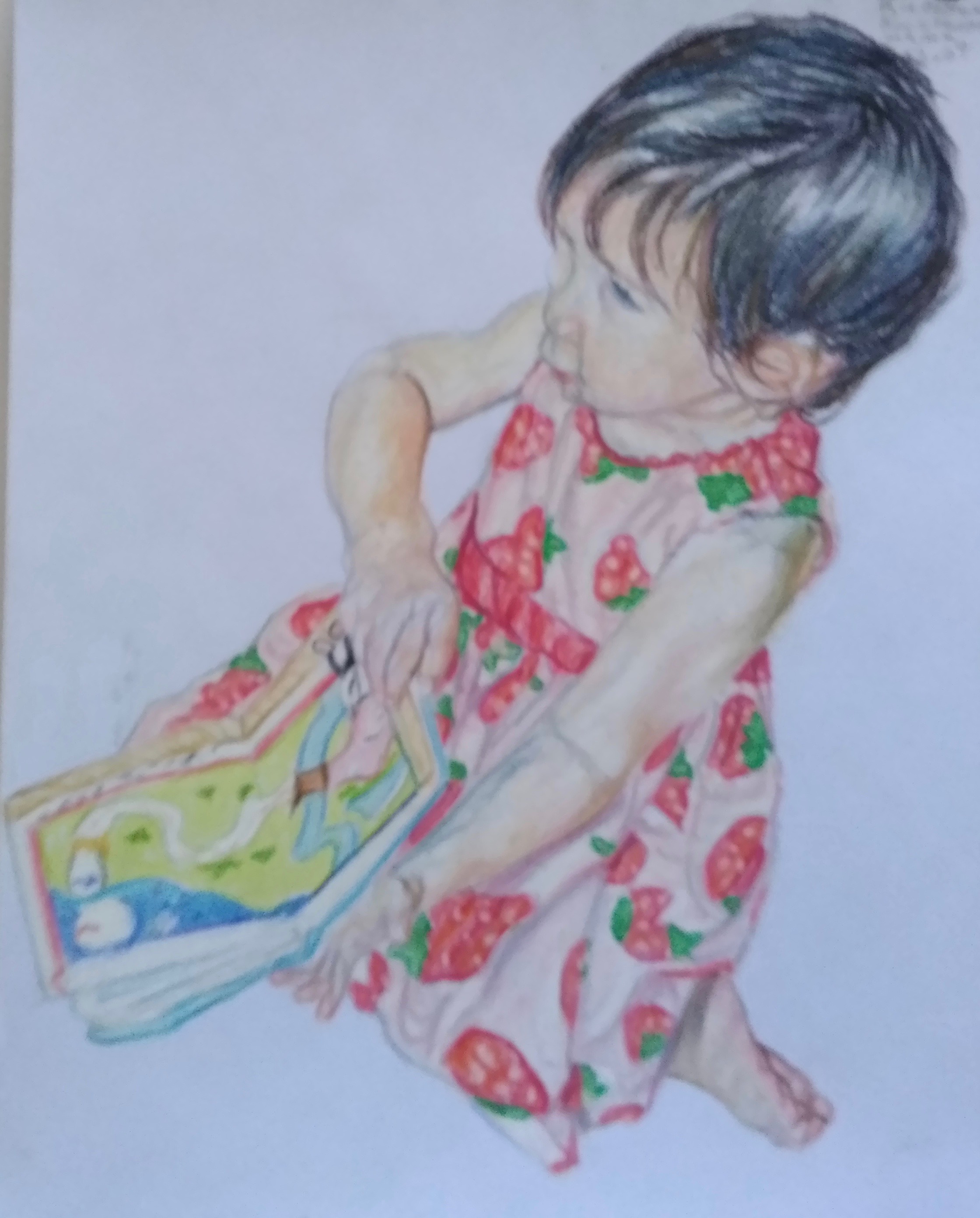 Christy reading a book. | Kirbys Art Corner